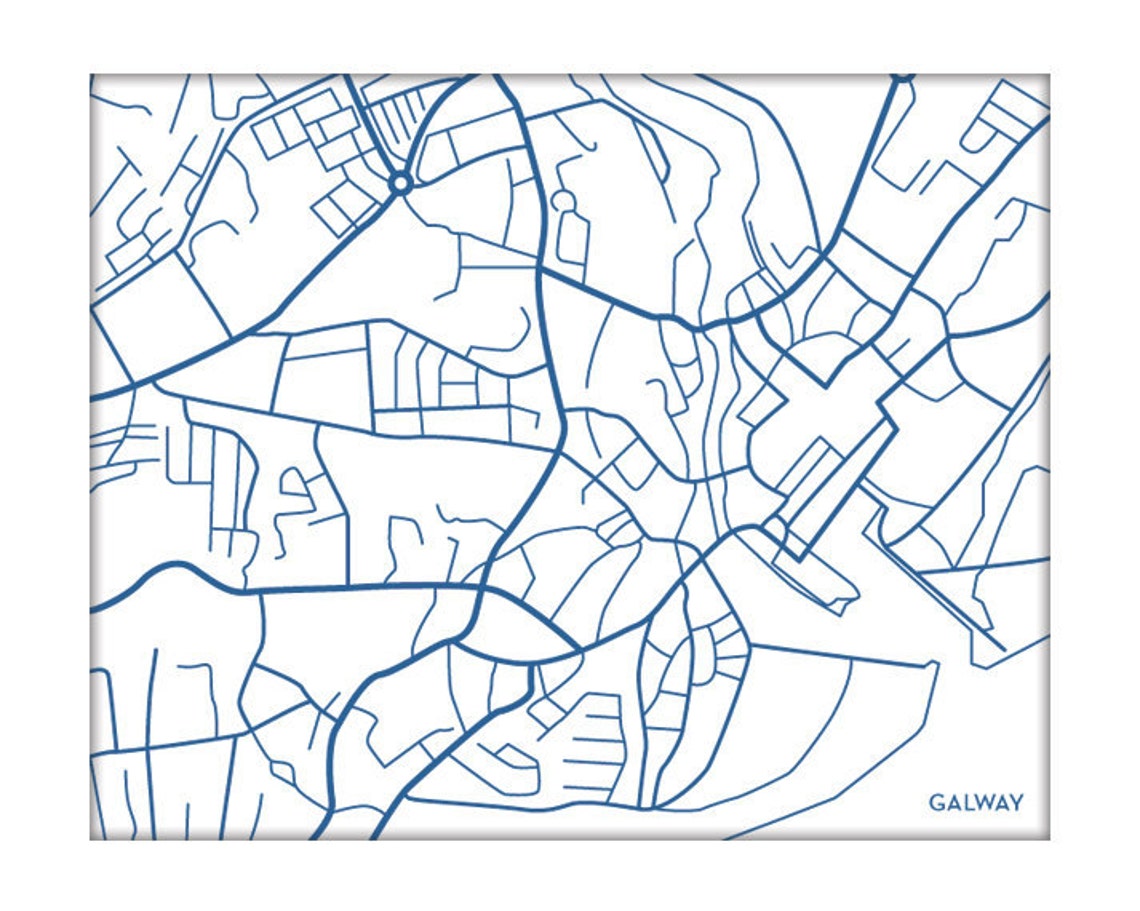 Galway City Map Art Print / Ireland Digital Print Wall Art / - Etsy