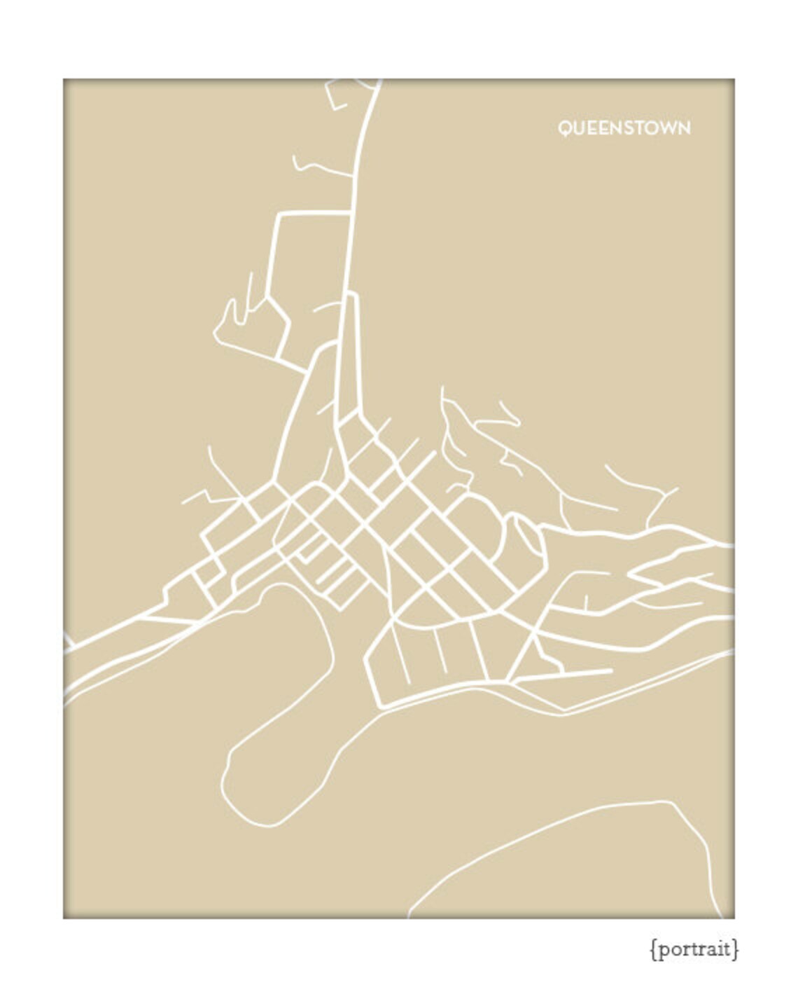 Queenstown NZ City Map Art Print / New Zealand Abstract Line Map Poster ...