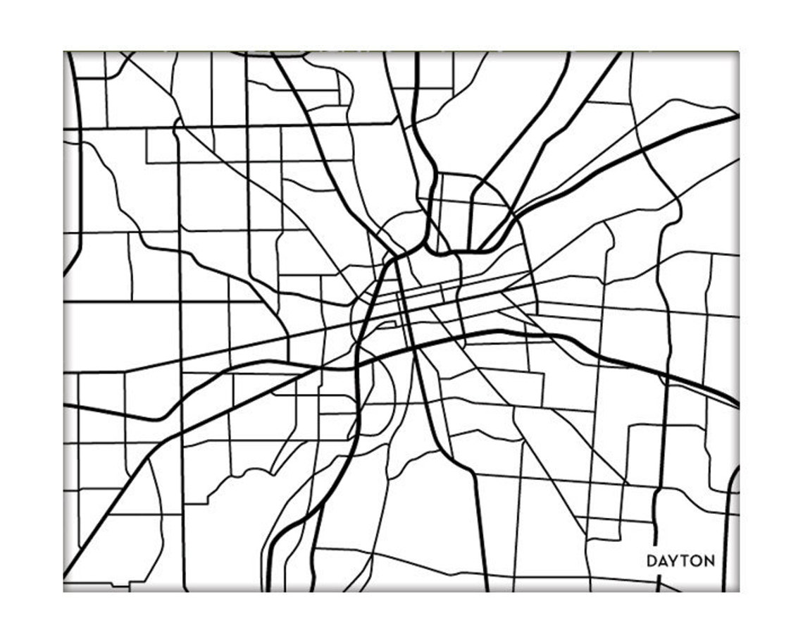 Dayton Ohio Map Print Wall Art / University of Dayton Line Art - Etsy