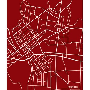 Monroe LA City Map Art Print / University of Louisiana Dorm - Etsy