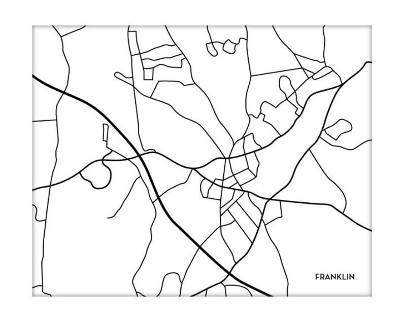 Franklin, MA City Map Art Print / Massachusetts Map Print Custom ...