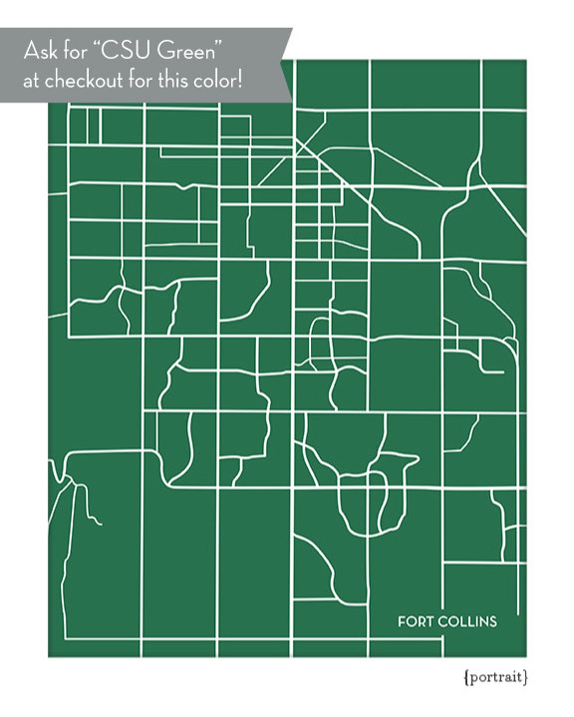 Fort Collins City Map Dorm Decor / Colorado State University - Etsy