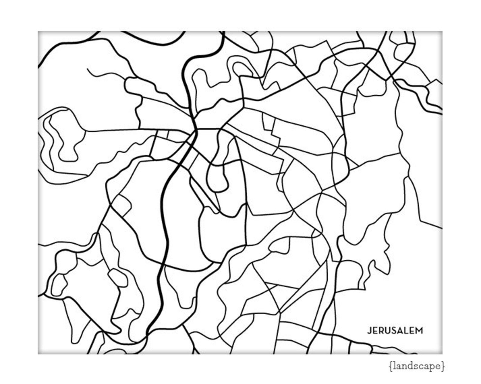 Jerusalem City Map Wall Art / Israel Line Art Print / 8x10 - Etsy