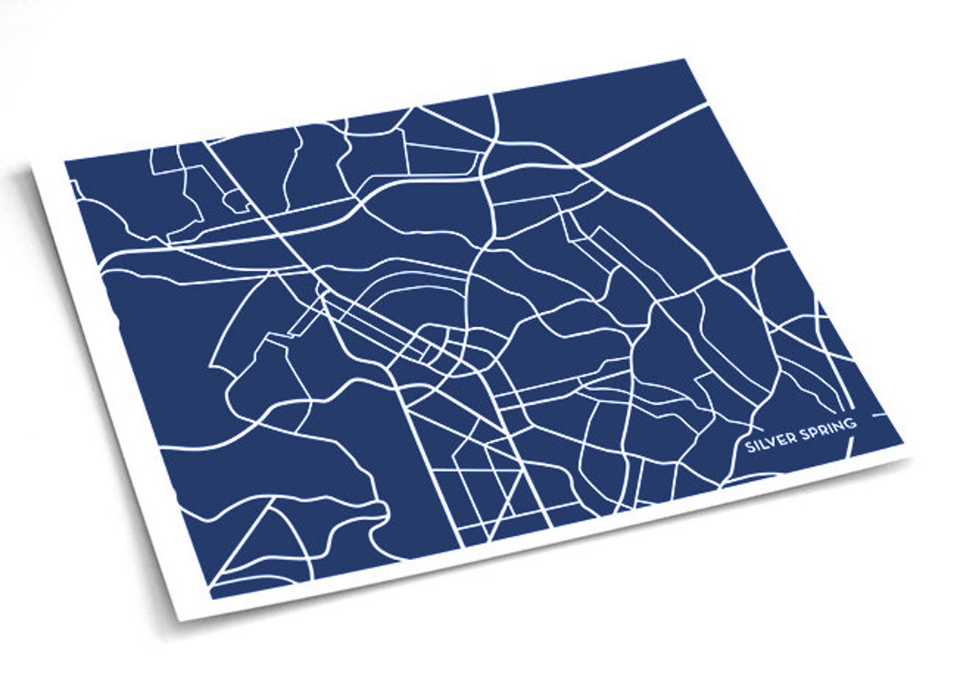 Silver Spring MD City Art Print / Maryland Map Line Art Drawing Poster ...