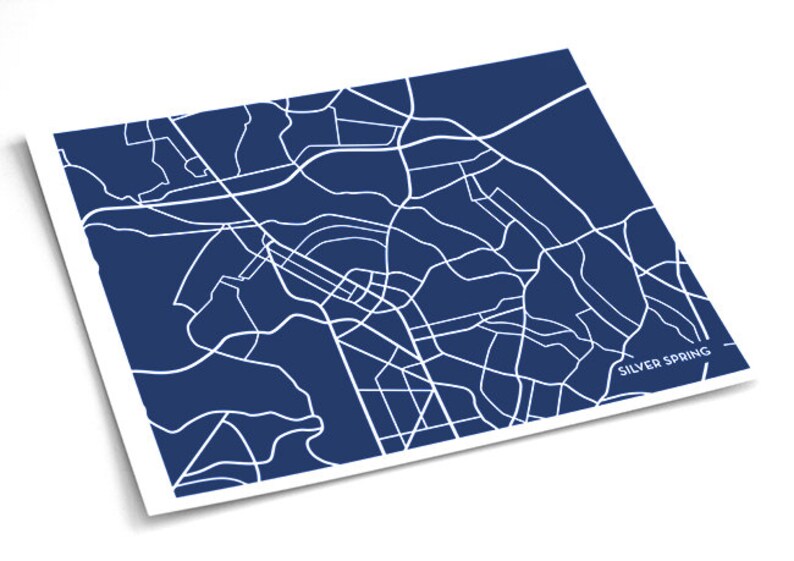 Silver Spring MD City Art Print / Maryland Map Line Art Drawing Poster ...