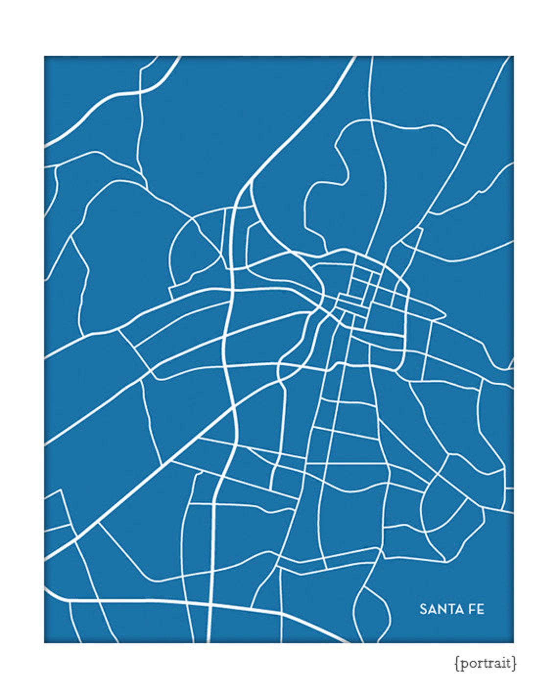 Santa Fe City Map Print / New Mexico Poster Artwork / 8x10 / - Etsy