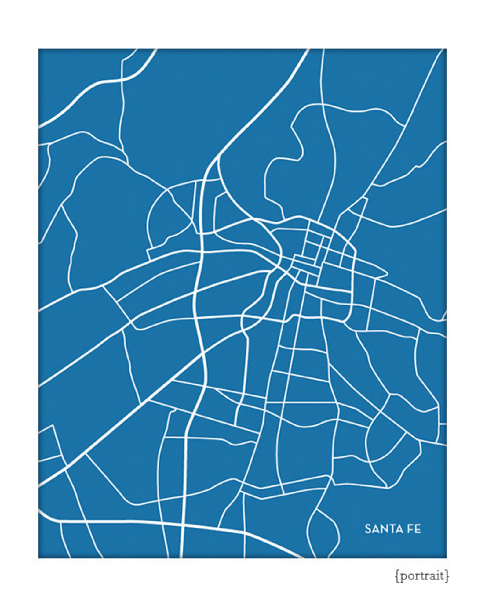 Santa Fe City Map Print / New Mexico Poster Artwork / 8x10 / - Etsy