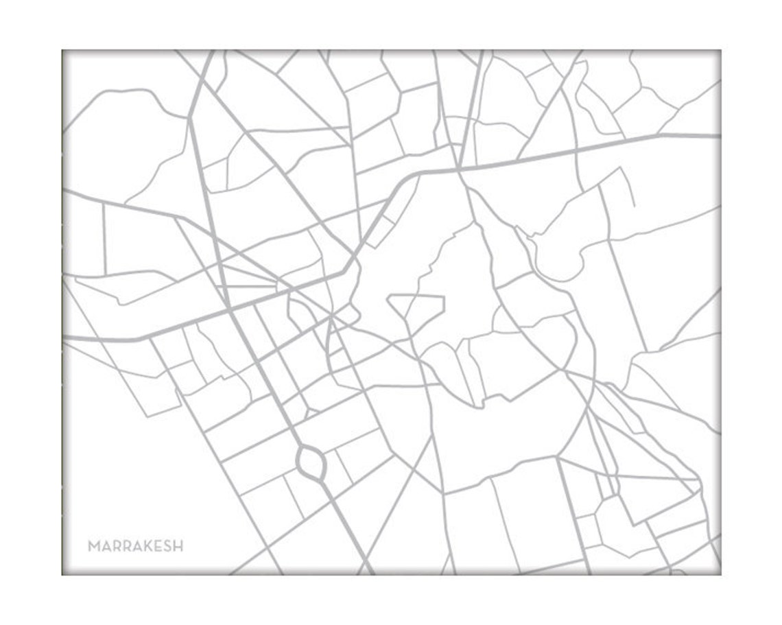 Marrakesh City Map Print / Marrakech Morocco Map Poster Wall Art / 8x10 ...