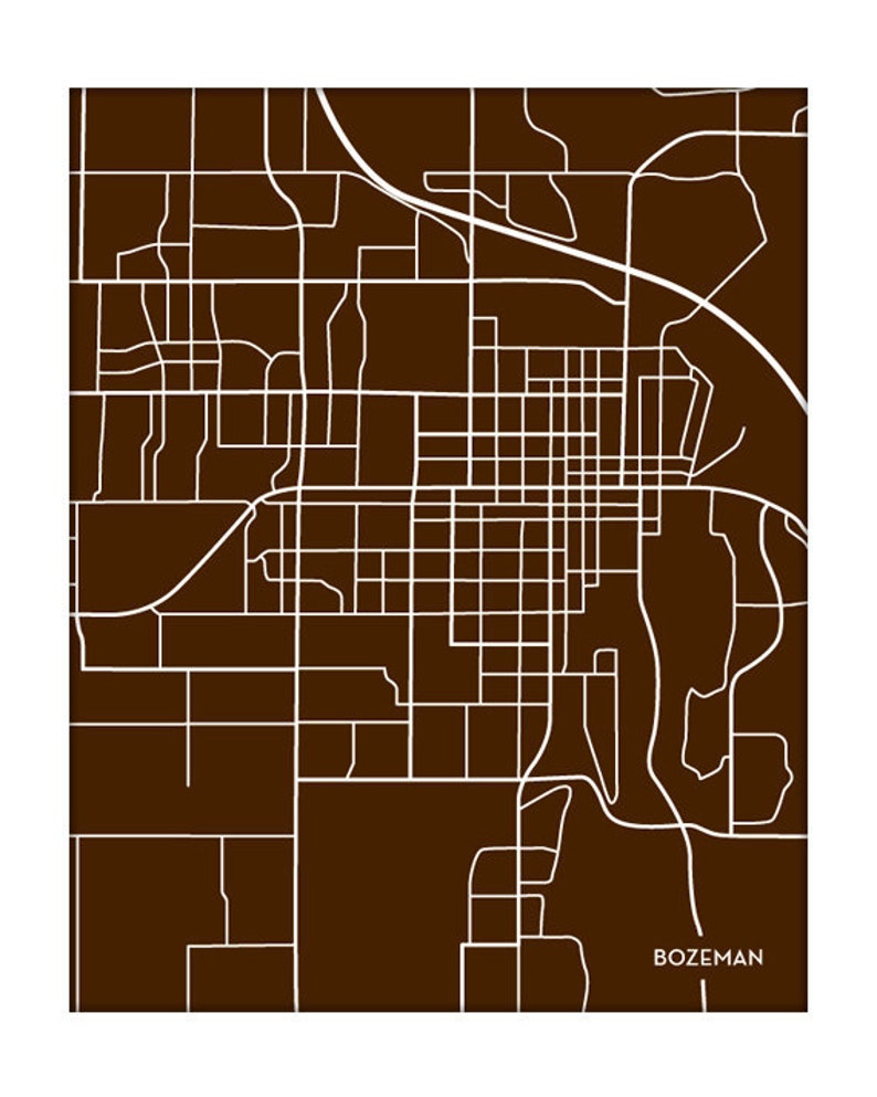 Bozeman City Map Art Print / Montana State University Grad Gift Dorm ...