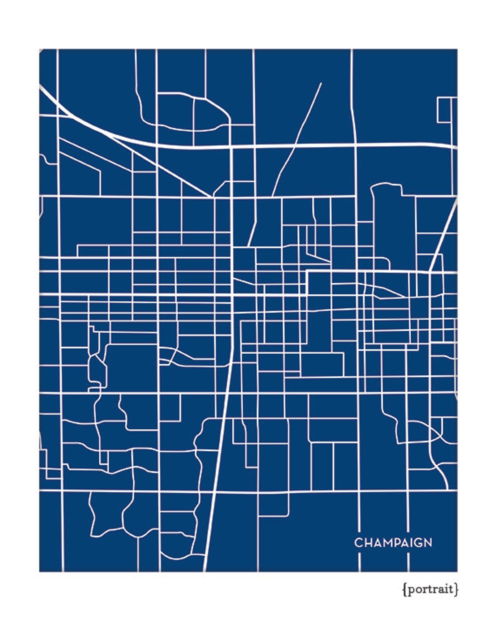 Champaign City Map Art Print / University of Illinois - Etsy