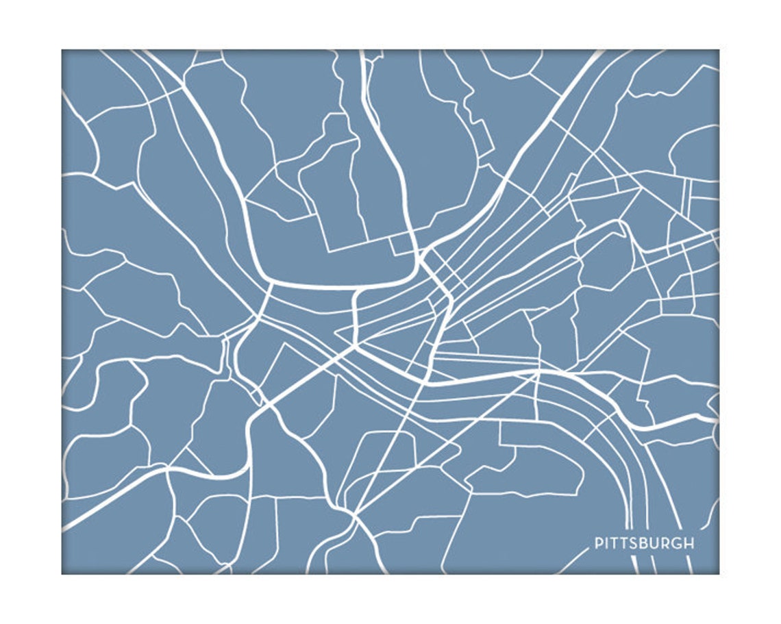Pittsburgh Line Art Map Print / Pitt Duquesne University Dorm Grad Gift ...