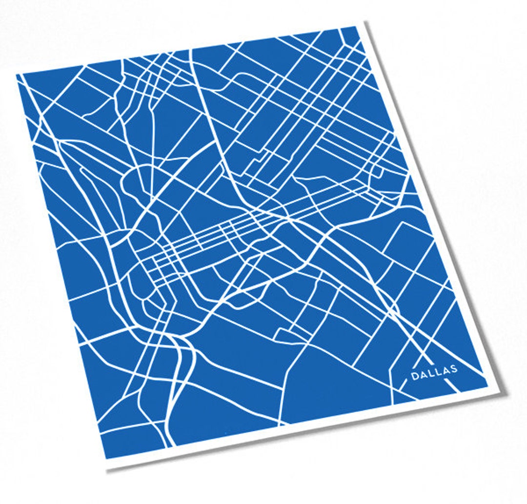 Dallas City Print Line Art / Texas Map Art Dallas Cowboys Poster Wall ...
