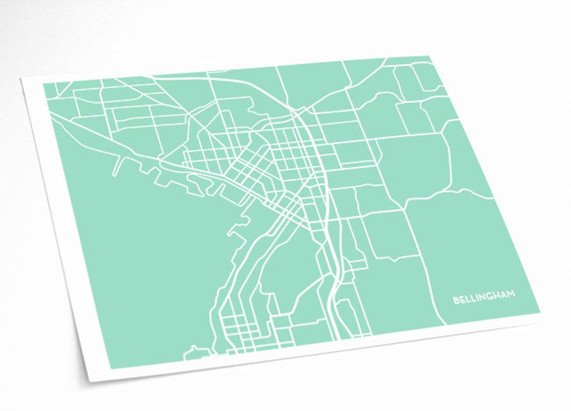 Bellingham City Map Art Print / Washington Wall Art Poster / 8x10 ...