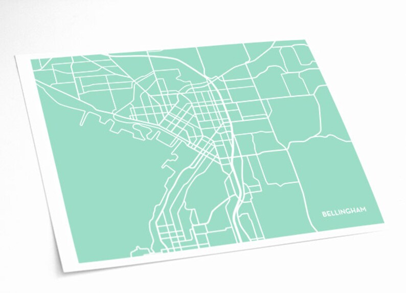 Bellingham City Map Art Print / Washington Wall Art Poster / 8x10 ...