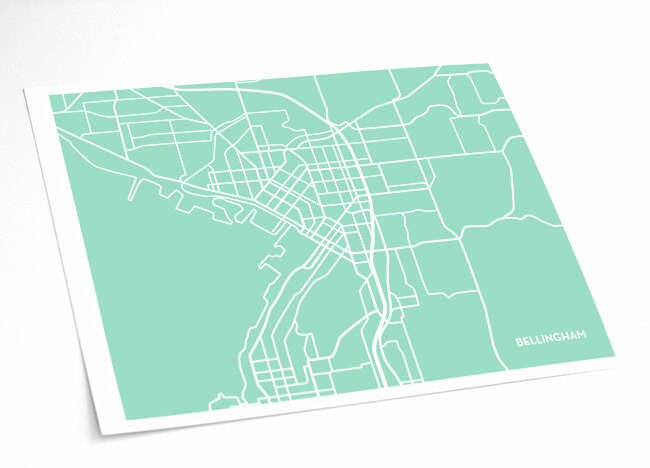 Bellingham City Map Art Print / Washington Wall Art Poster / 8x10 ...
