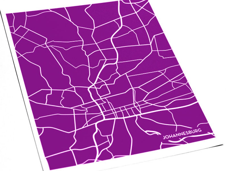 Johannesburg Line Art Map Print / South Africa City Map Wall Art 8x10 ...