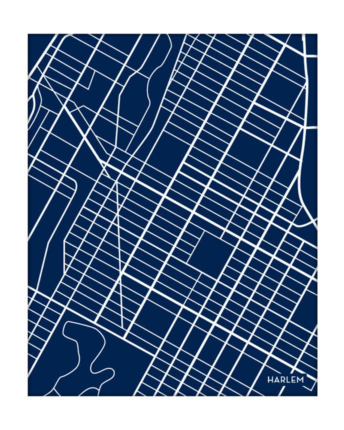 Harlem Map City Art Print / NYC Map Manhattan Poster Abstract - Etsy