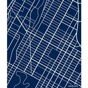 Harlem Map City Art Print / NYC Map Manhattan Poster Abstract Wall Art ...