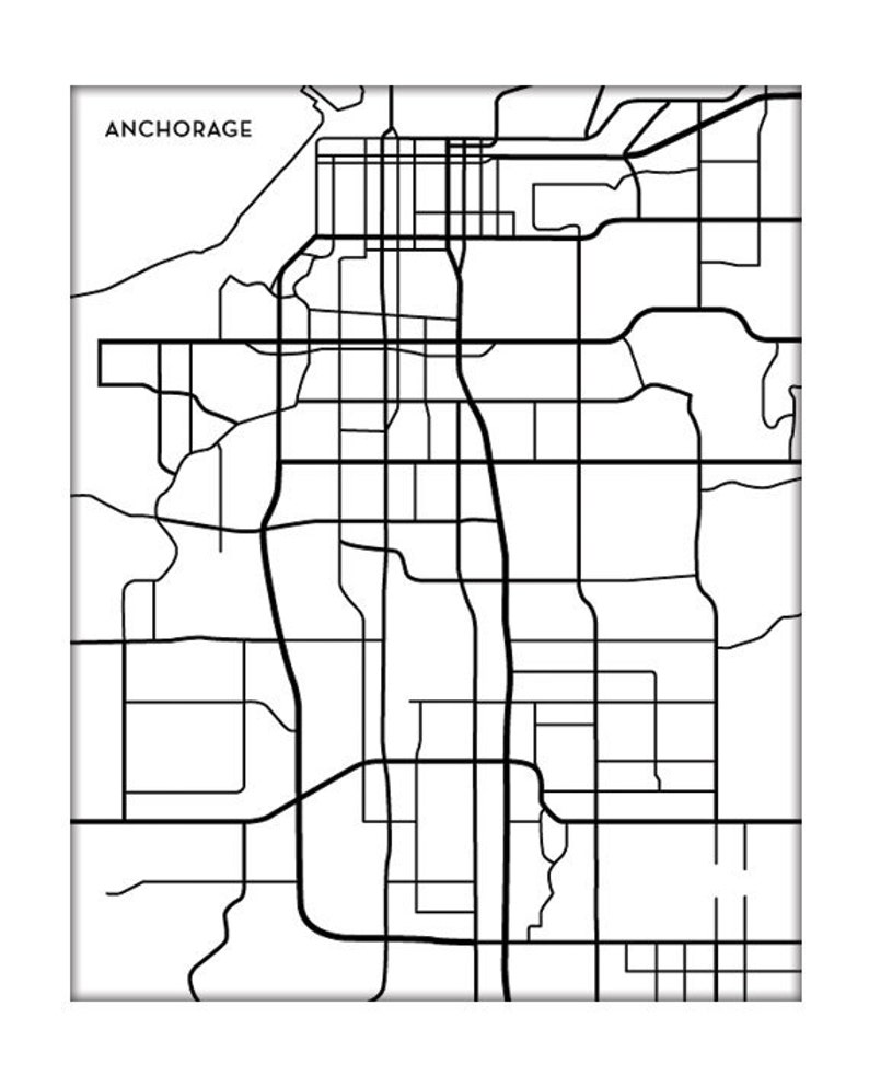 Anchorage City Map Art Print / Alaska Map University Grad Gift / 8x10 ...