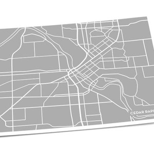 Cedar Rapids City Map Wall Art / Iowa State Map Poster Print / 8x10 ...
