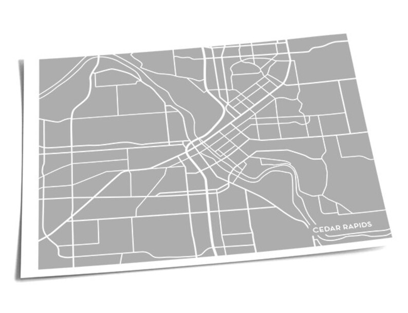 Cedar Rapids City Map Wall Art / Iowa State Map Poster Print / 8x10 ...