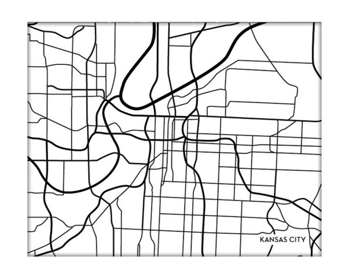 Kansas City Map Art Print / KC Chiefs Poster Digital Print / 8x10 ...