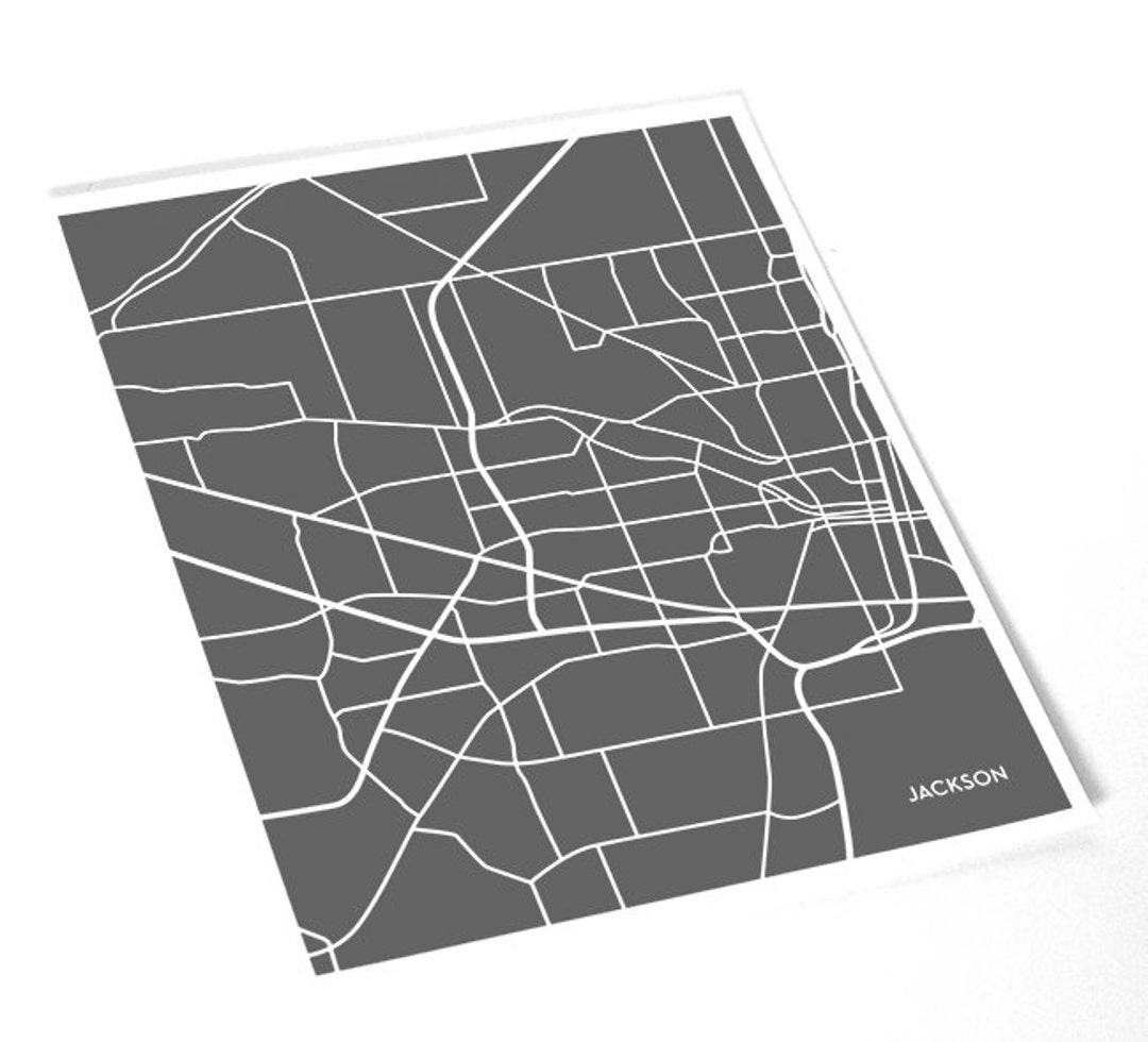 Jackson, MS City Map Art Print / Mississippi Street Map Line Art / 8x10 ...