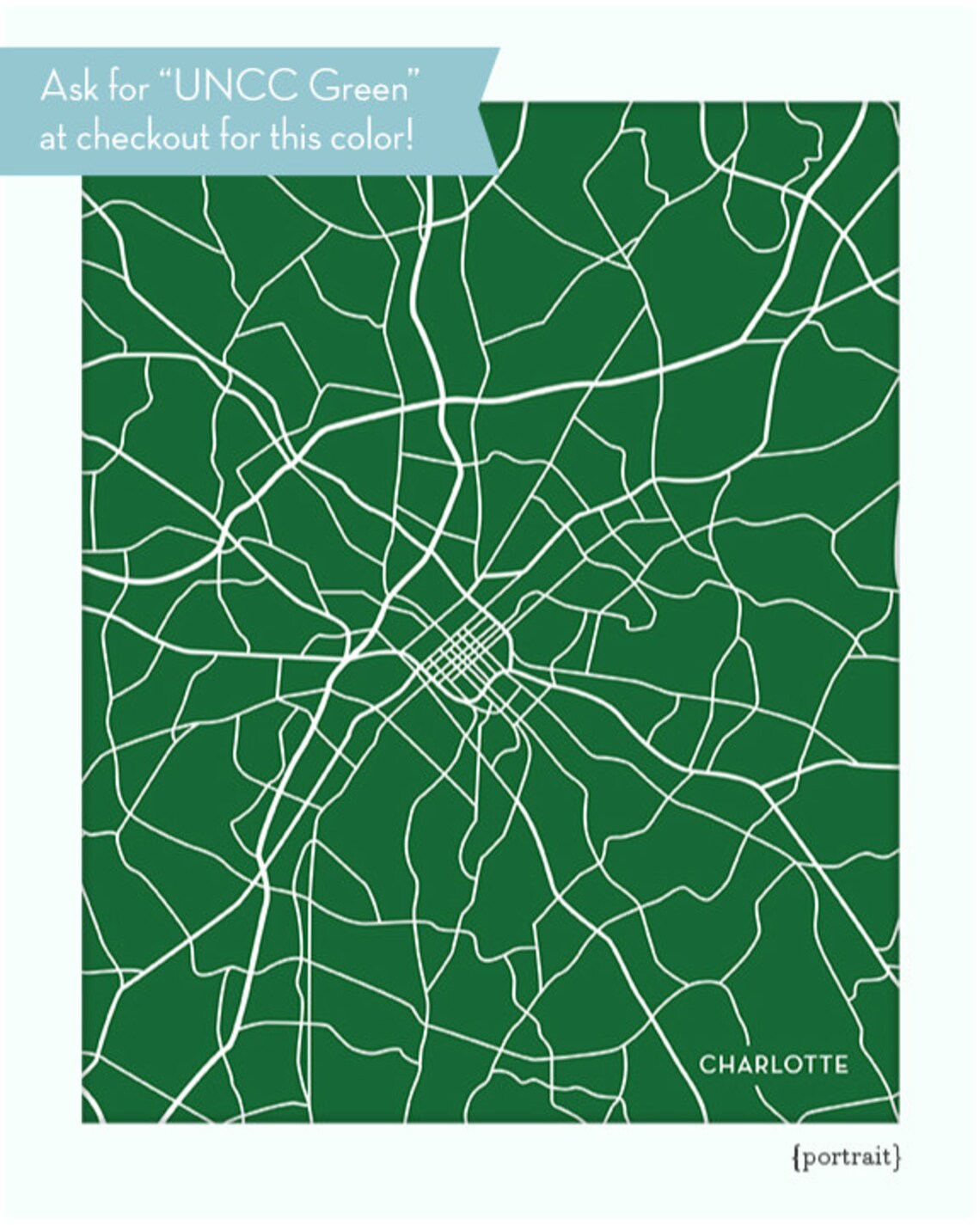 Charlotte NC Map Art / UNC Charlotte North Carolina Print Grad - Etsy