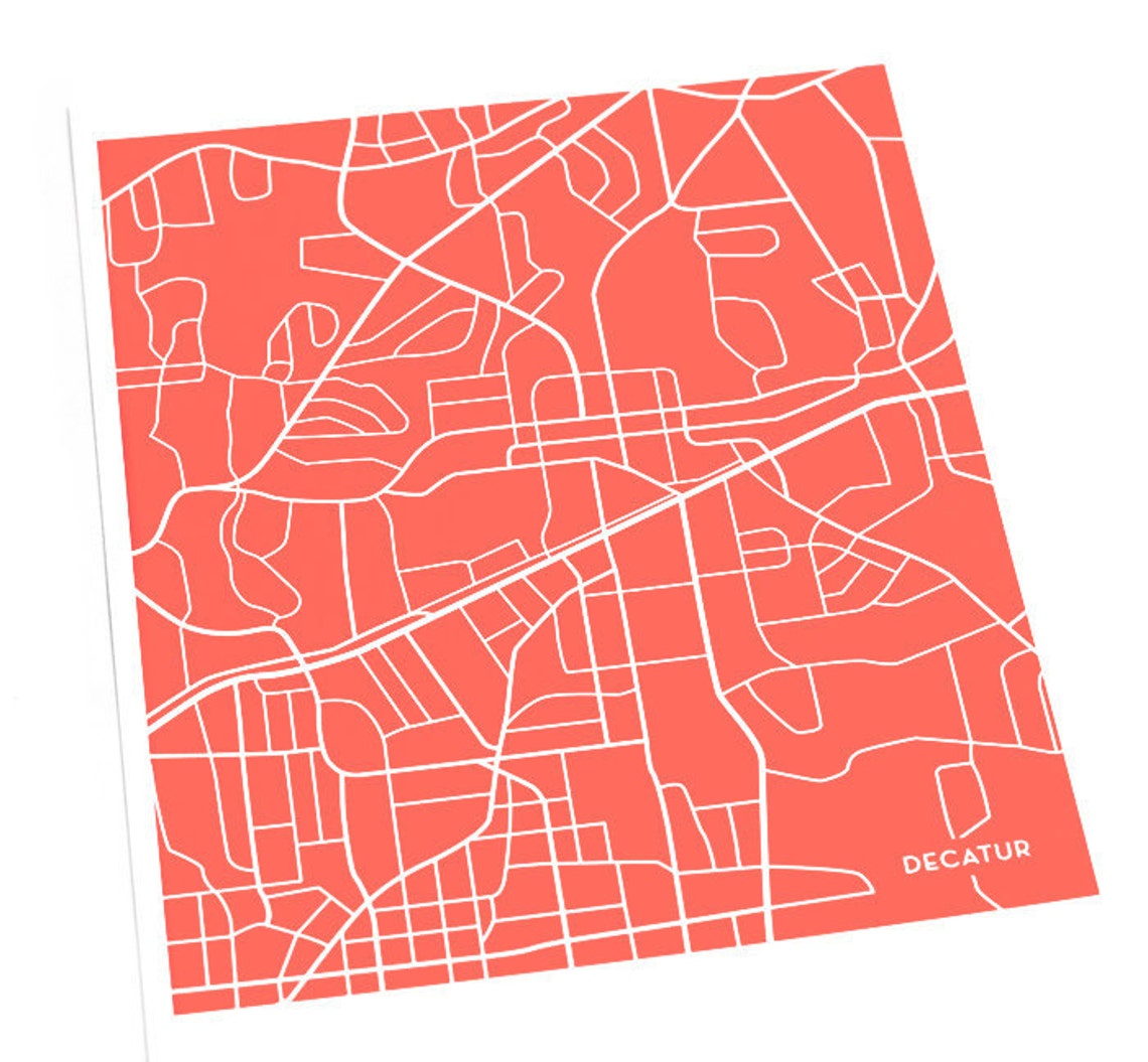 Decatur, GA City Map Art Print / Emory University Wall Art Poster ...
