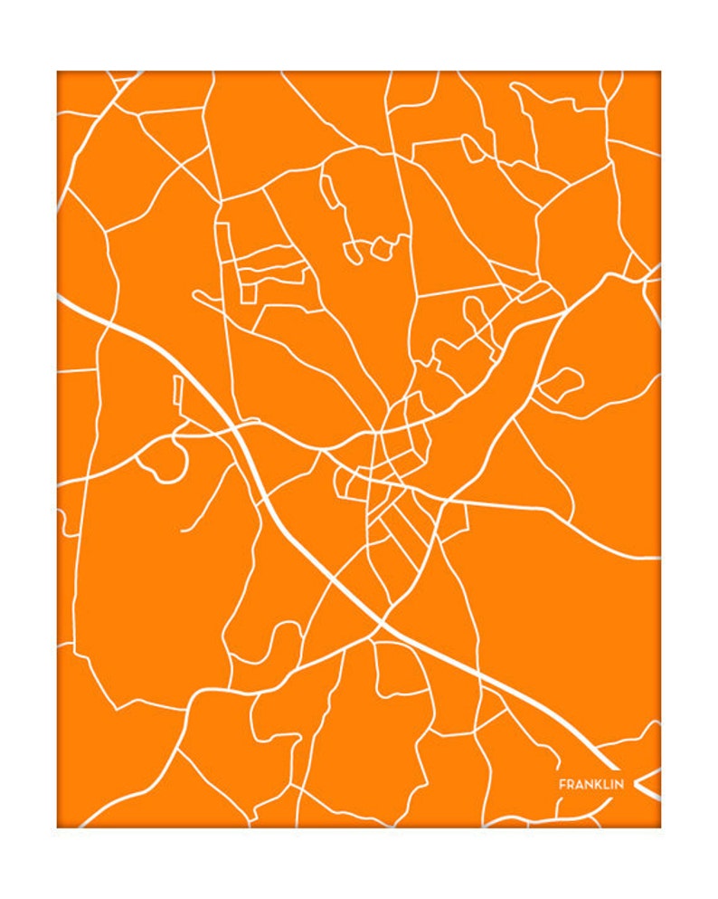 Franklin, MA City Map Art Print / Massachusetts Map Print Custom ...