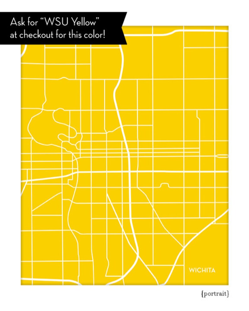 Wichita City Map Art Print / Kansas Art Wichita State University Grad ...