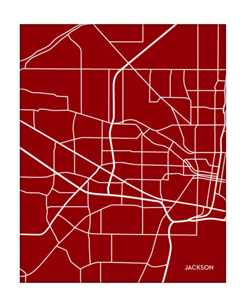 Jackson, MS City Map Art Print / Mississippi Street Map Line Art / 8x10 ...