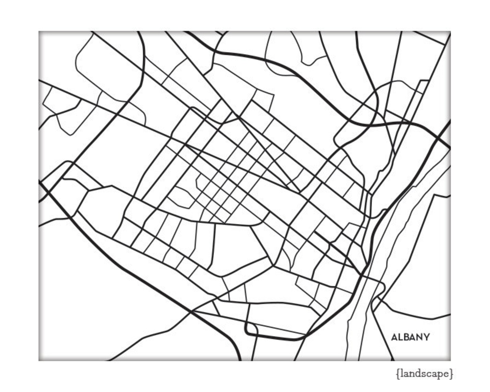 Albany City Line Art Map / New York Poster SUNY Grad Gift / - Etsy