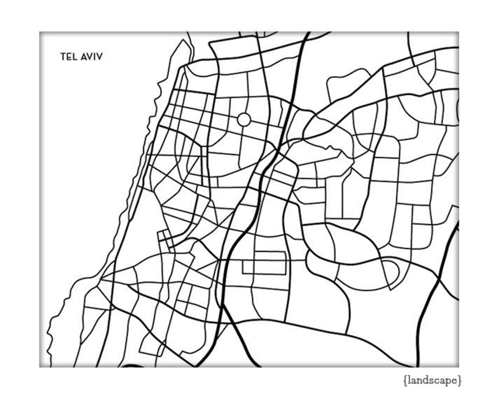 Tel Aviv City Map Wall Print / Israel Poster Line Drawing / 8x10 ...