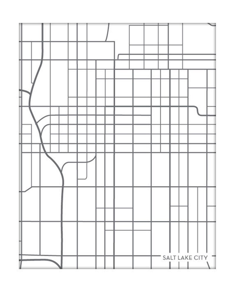 Salt Lake City Map Art Print / Utah SLC Wall Art Poster / 8x10 - Etsy