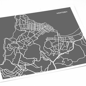 Monterey Map Artwork Wall Print / California Map Poster City Art / 8x10 ...