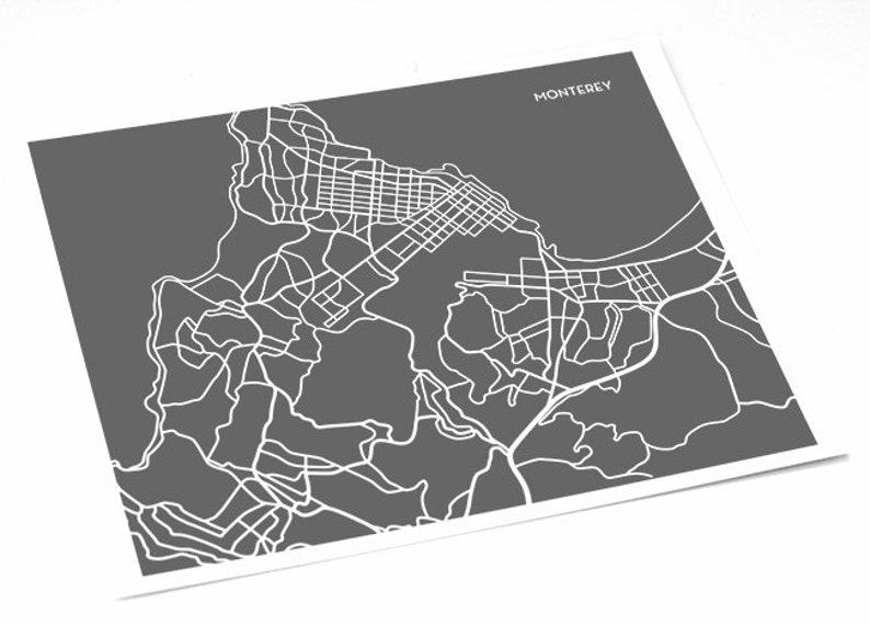 Monterey Map Artwork Wall Print / California Map Poster City Art / 8x10 ...