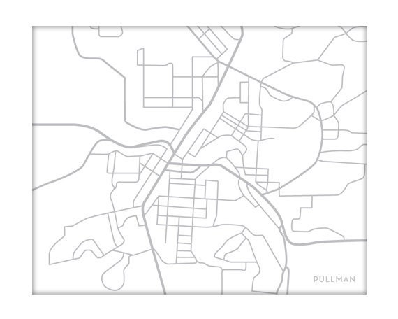 Pullman WA Map Art Dorm Decor / Washington State University - Etsy