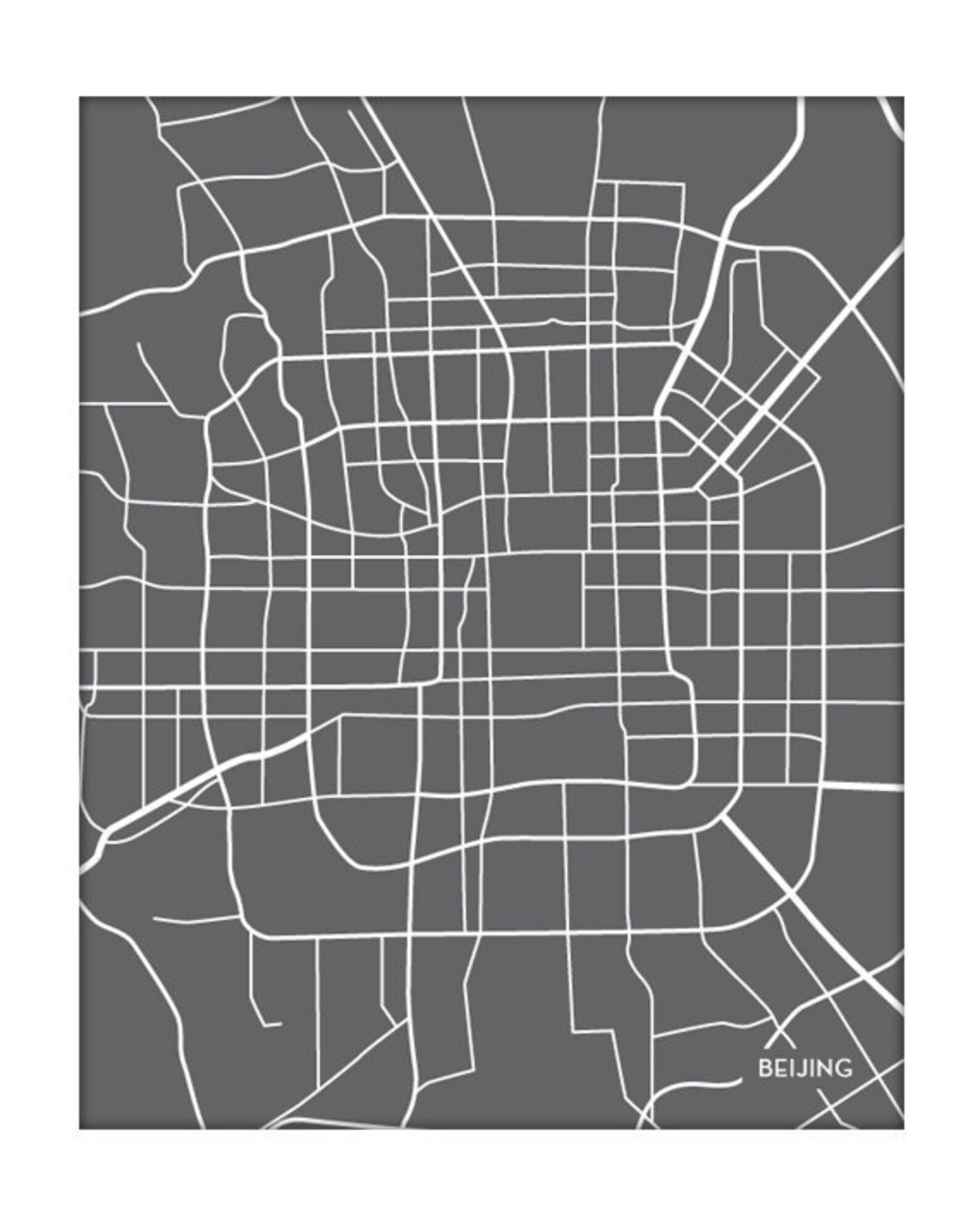 Beijing City Map Print / China Art Modern Line Map Poster / - Etsy