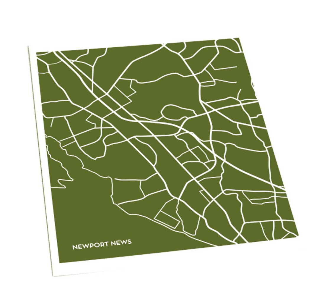 Newport News City Art Print / Virginia Map Print Wall Art Poster / 8x10 ...