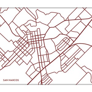 San Marcos TX City Map Print / Texas State University Grad Gift Dorm ...