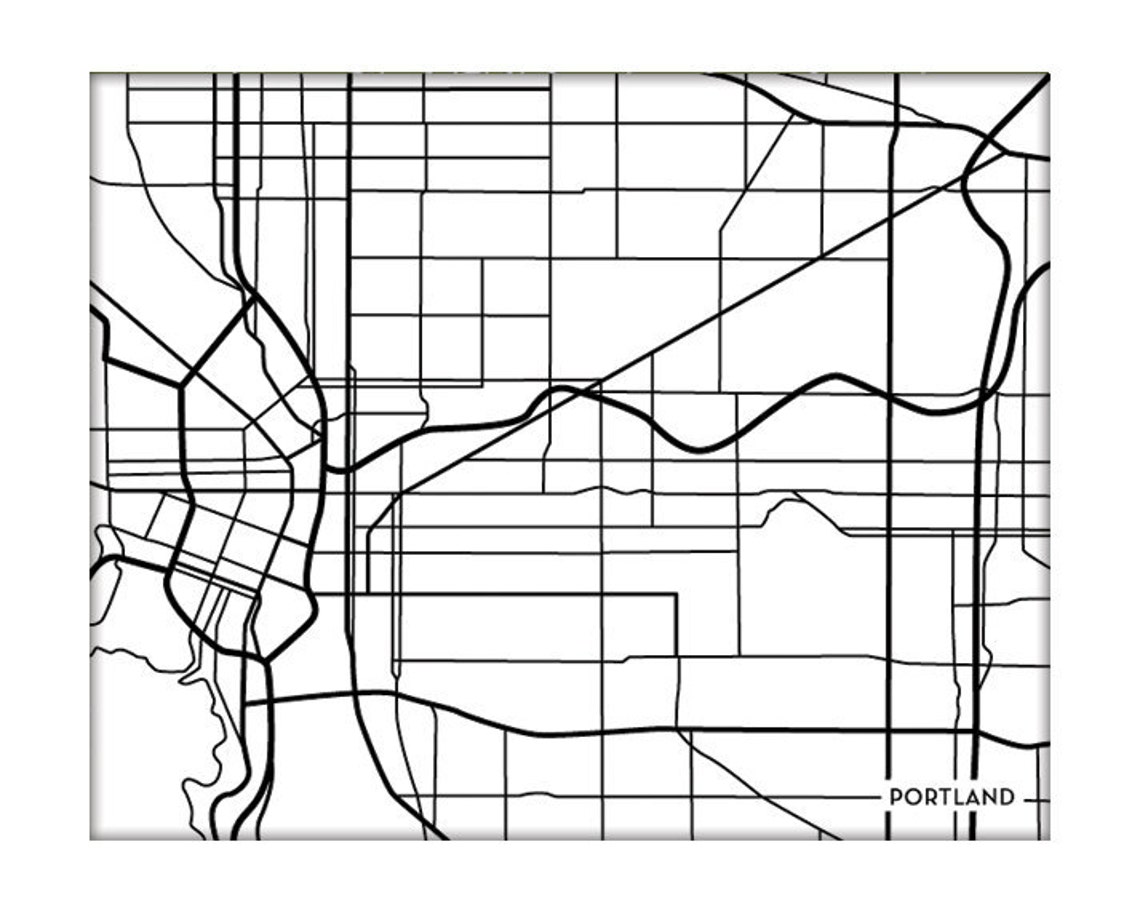 Portland Oregon City Map Art Print / Abstract Line Art 8x10 - Etsy