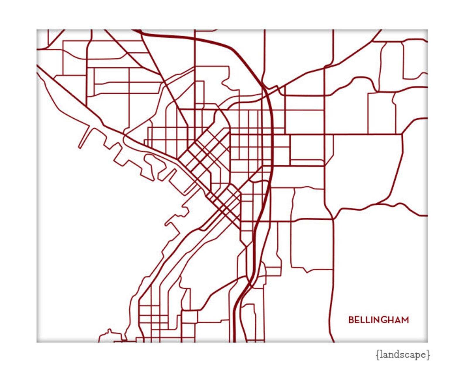 Bellingham City Map Art Print / Washington Wall Art Poster / 8x10 ...