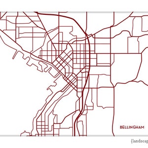 Bellingham City Map Art Print / Washington Wall Art Poster / 8x10 ...