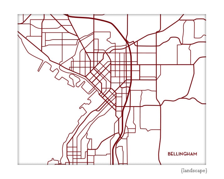 Bellingham City Map Art Print / Washington Wall Art Poster / 8x10 ...