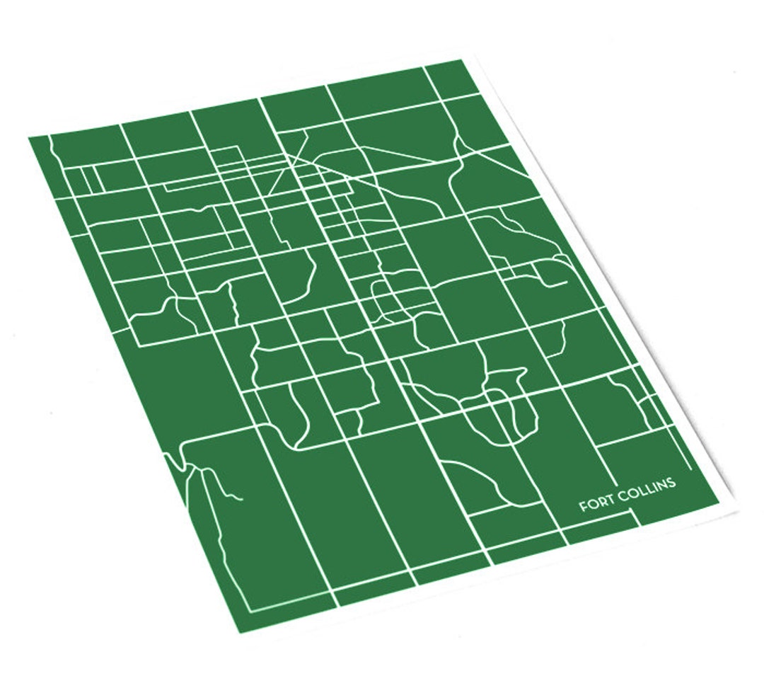 Fort Collins City Map Dorm Decor / Colorado State University - Etsy