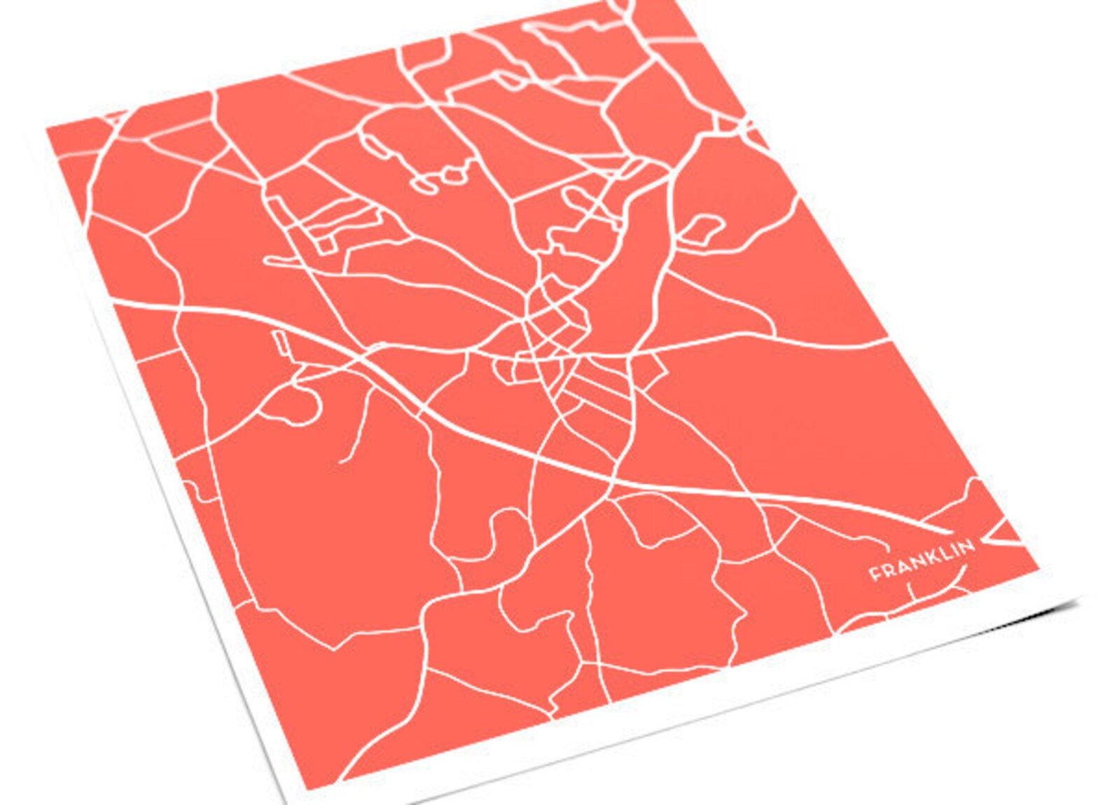 Franklin, MA City Map Art Print / Massachusetts Map Print Custom ...
