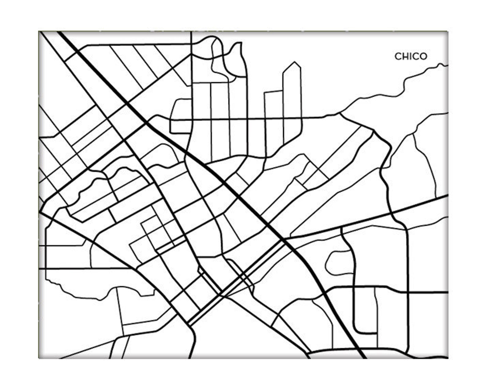 Chico Map Art City Print / California State University Poster Artwork ...