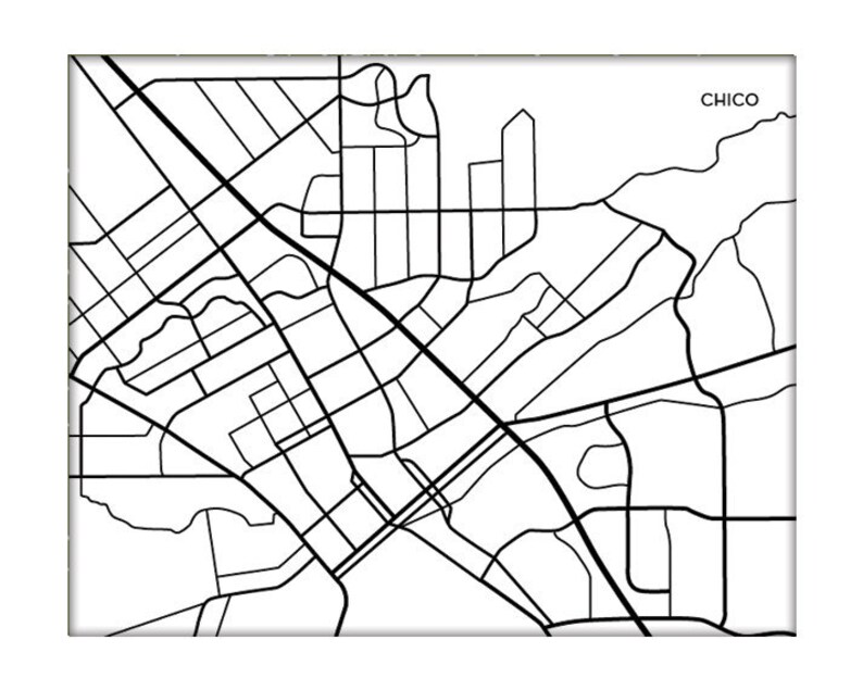 Chico Map Art City Print / California State University Poster Artwork ...