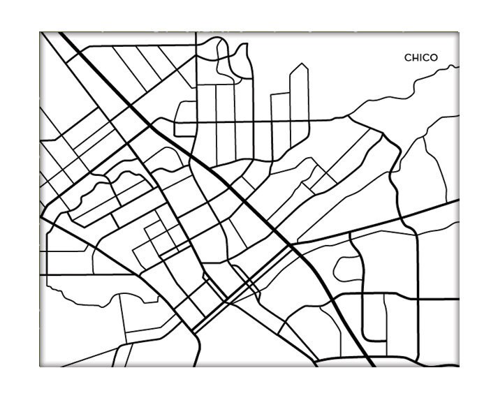 Chico Map Art City Print / California State University Poster Artwork ...